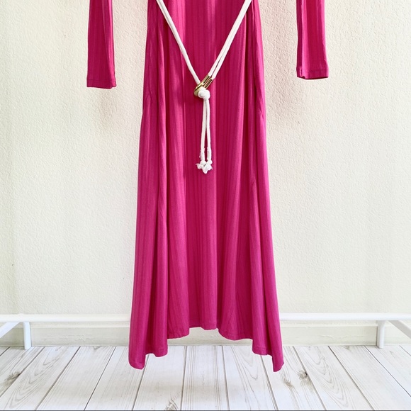 Zara | Dresses | Zara Fuschia Long Belted Dress Size Medium | Poshmark